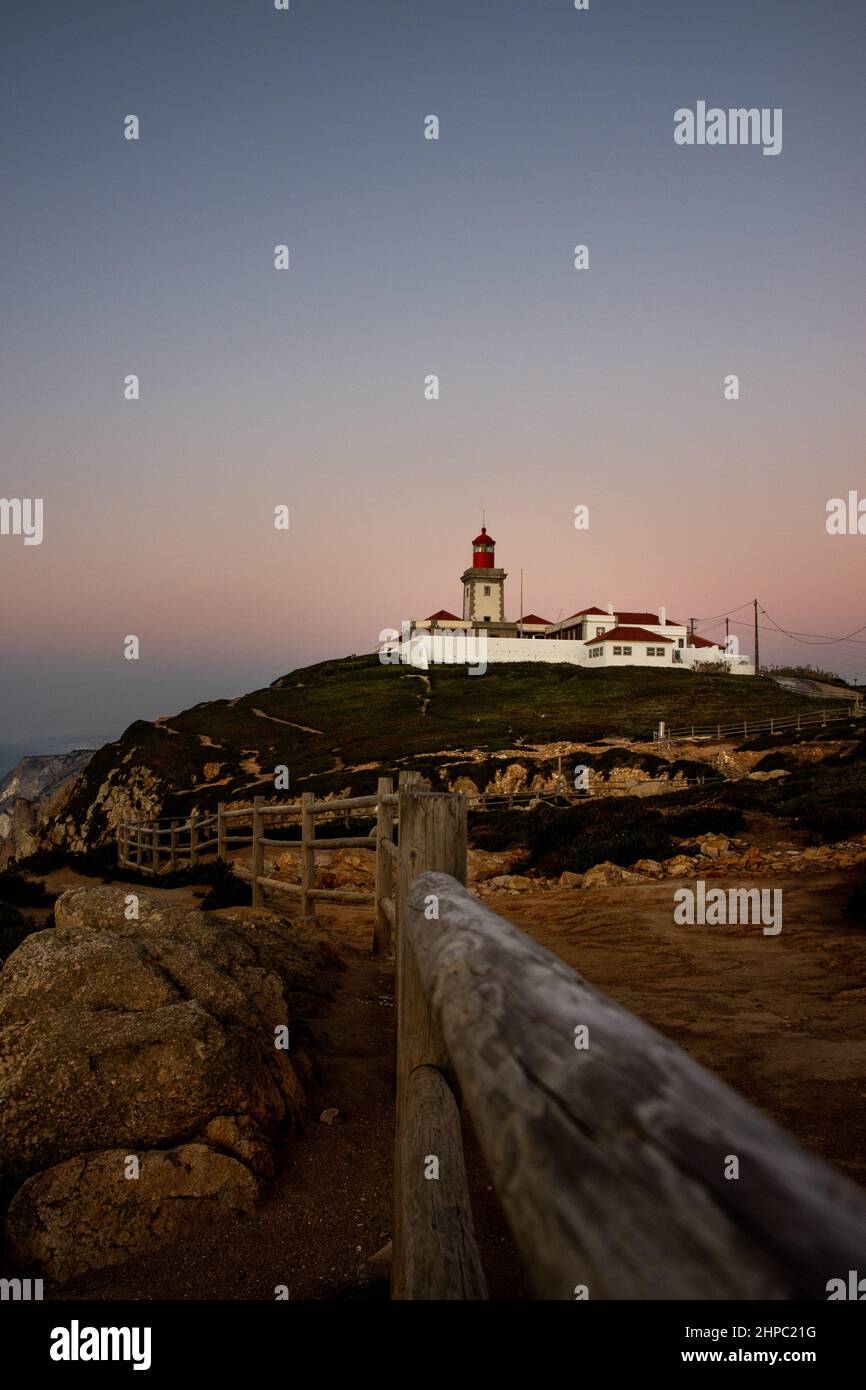 Cabo da Roca lighthouse located in the westernmost point of the ...