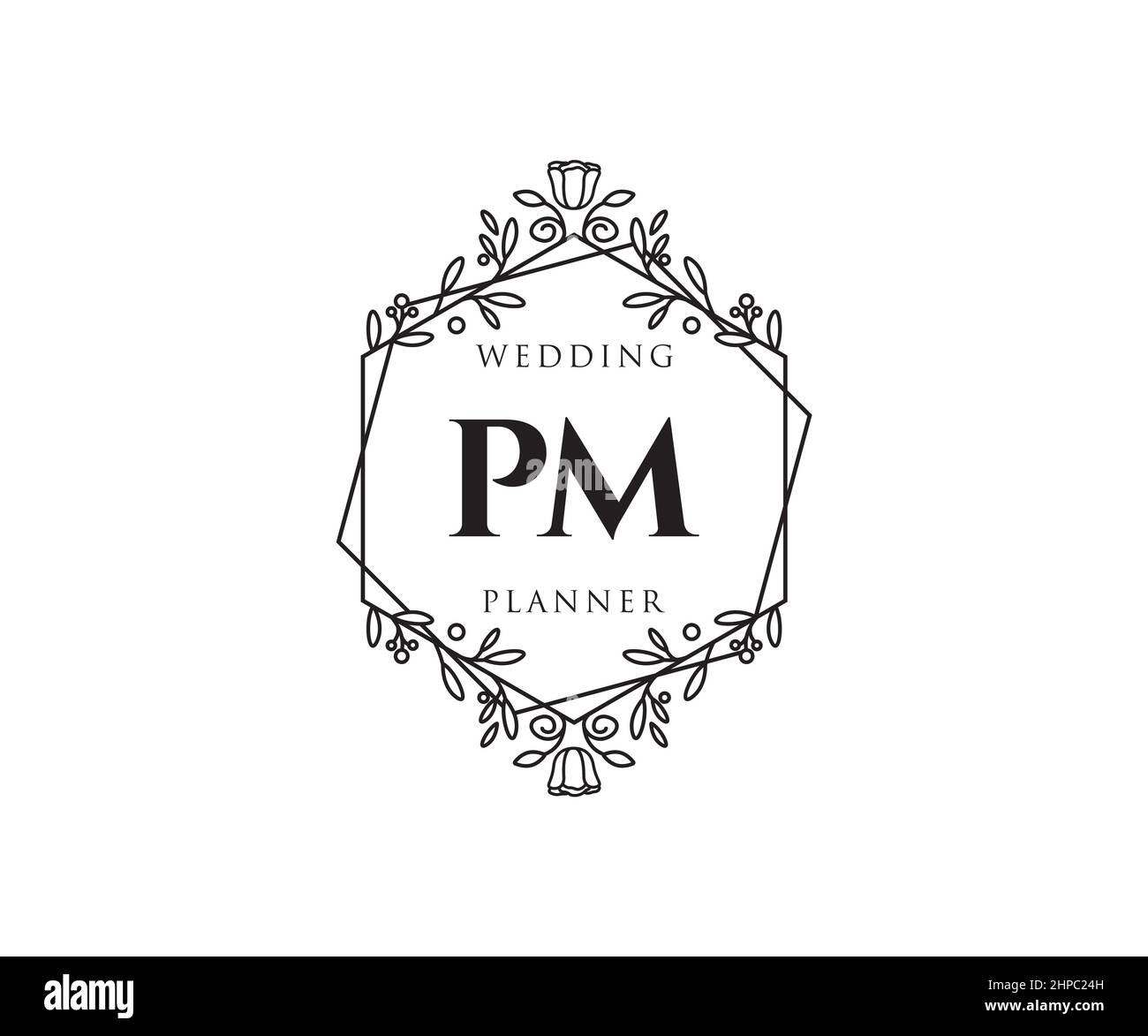 PM Initials letter Wedding monogram logos collection, hand drawn modern ...