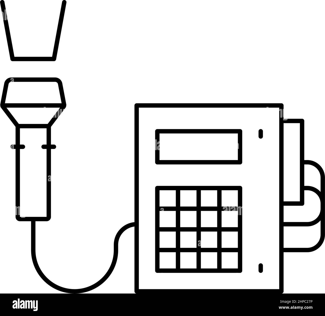 barcode scanner with pos terminal line icon vector illustration Stock ...