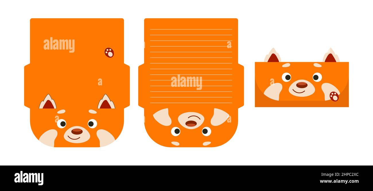 Cute lovely red panda letter writing stationery paper laser cutting ...