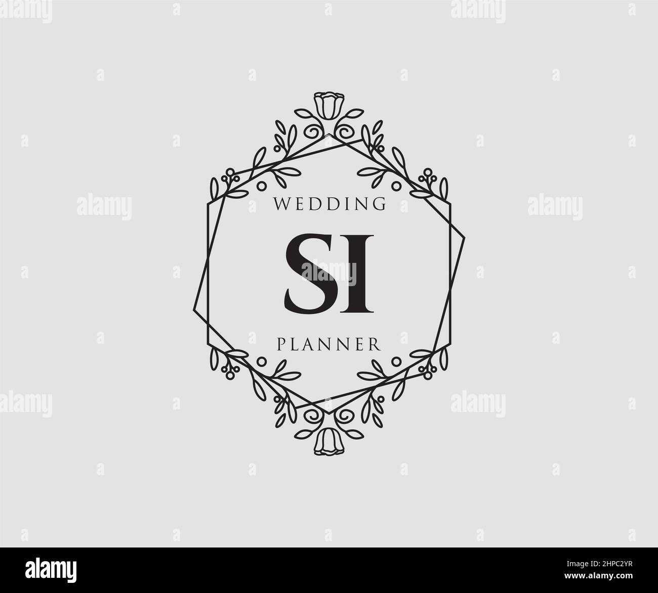 SI Initials letter Wedding monogram logos collection, hand drawn modern ...