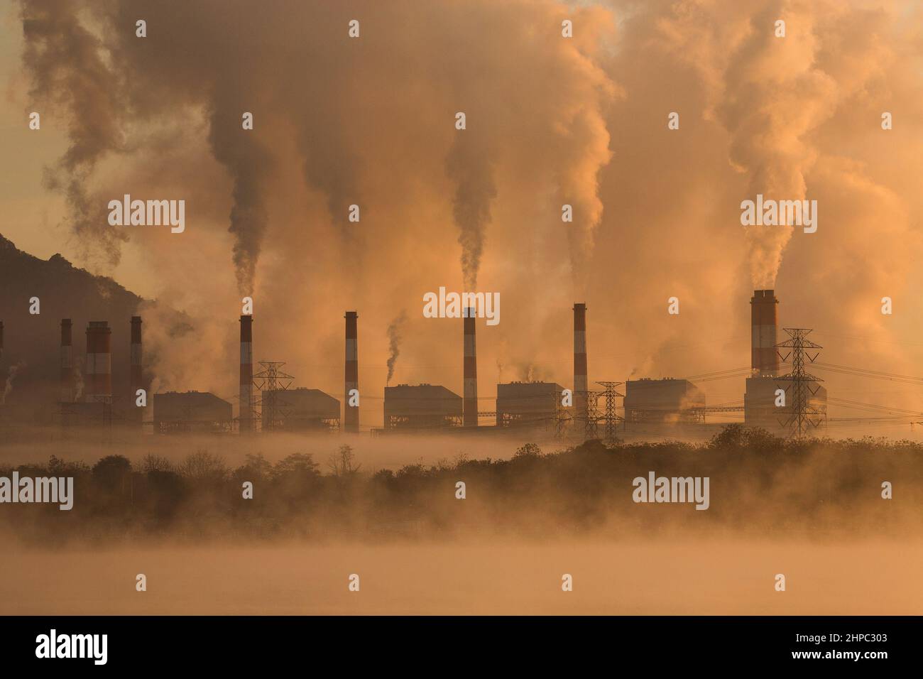 Chimney of a coal-fired power plant Stock Photo - Alamy