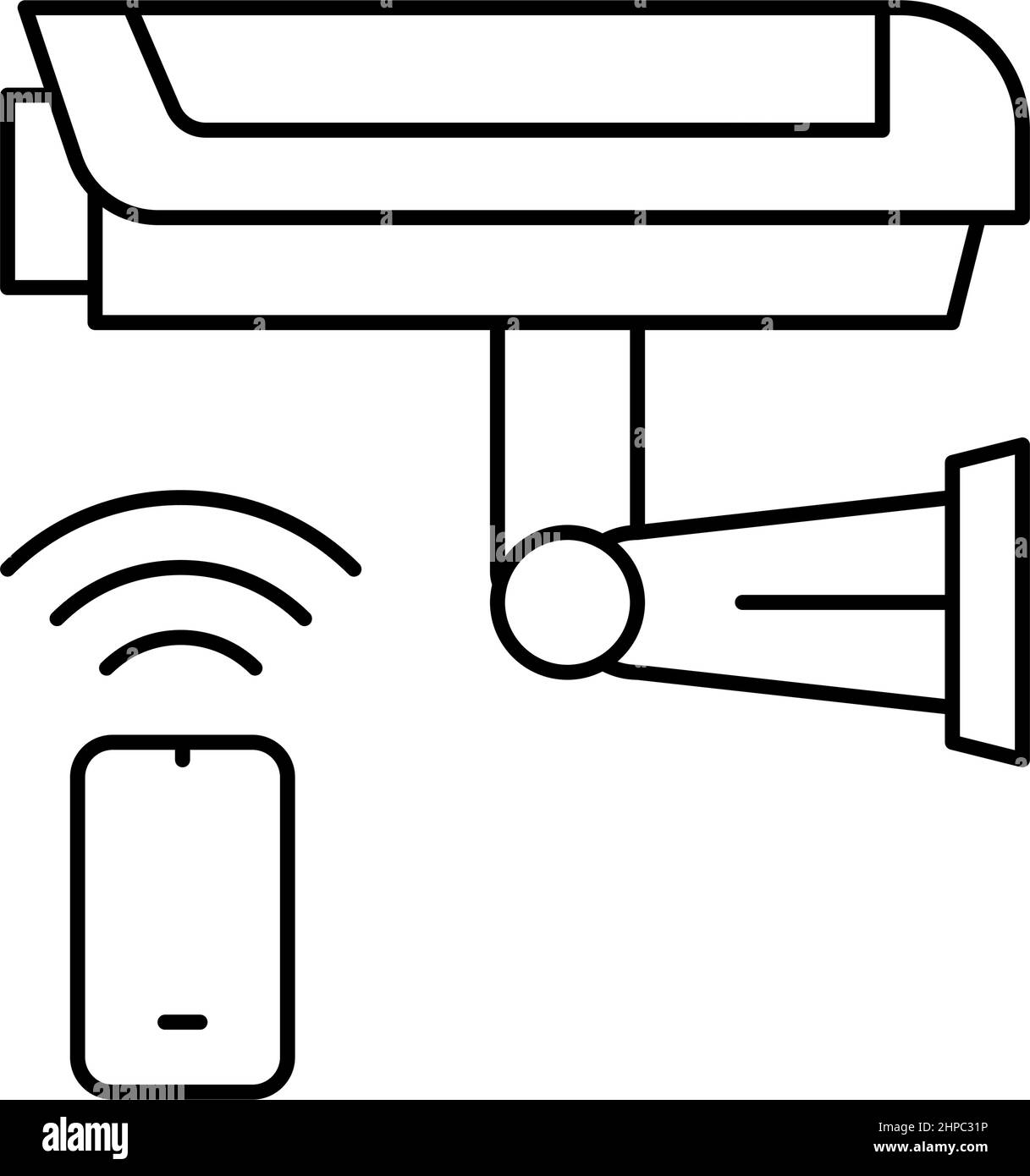 video camera, security system remote control line icon vector ...