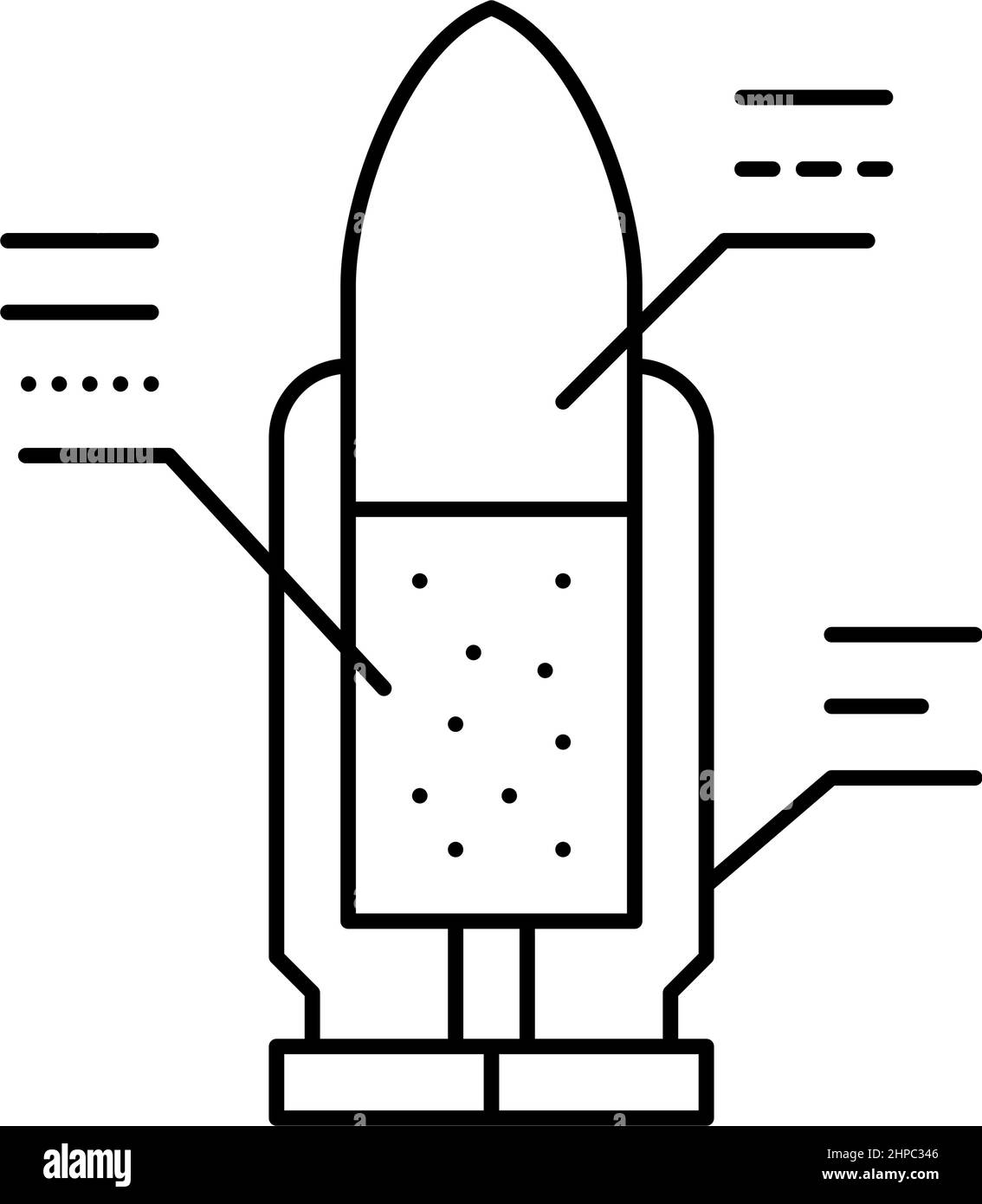 bullet characteristics and parts line icon vector illustration Stock ...