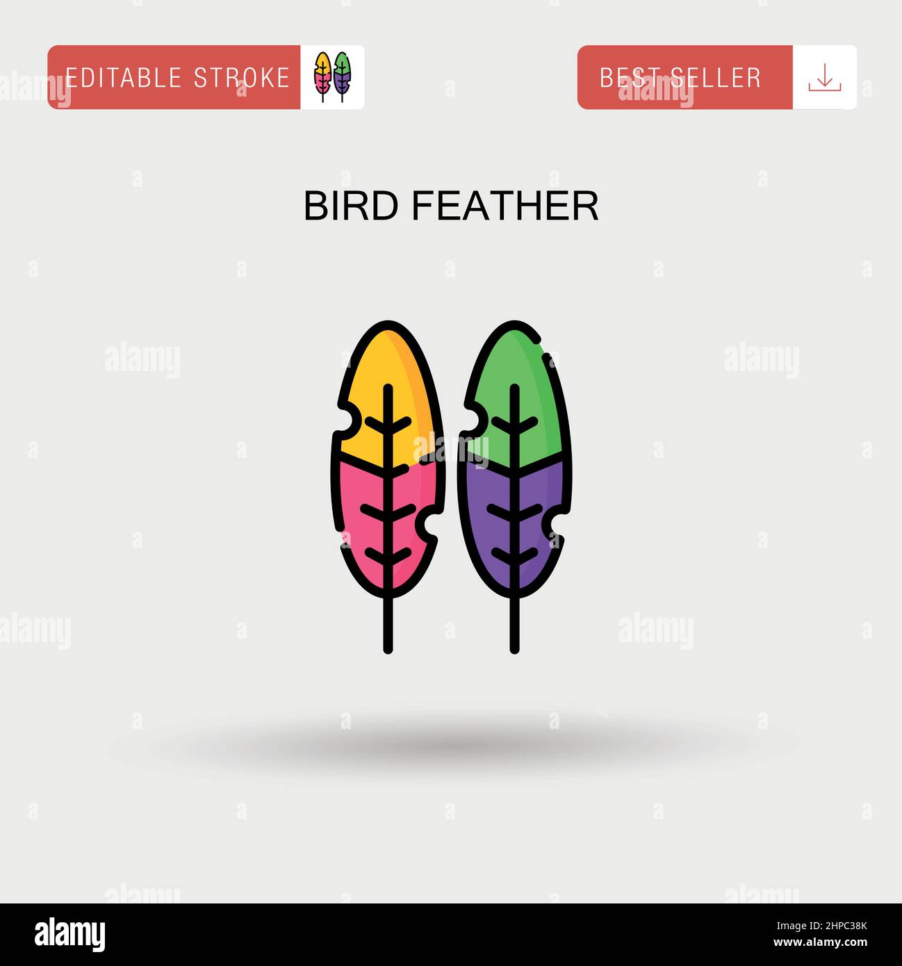 Bird feather Simple vector icon Stock Vector Image & Art - Alamy