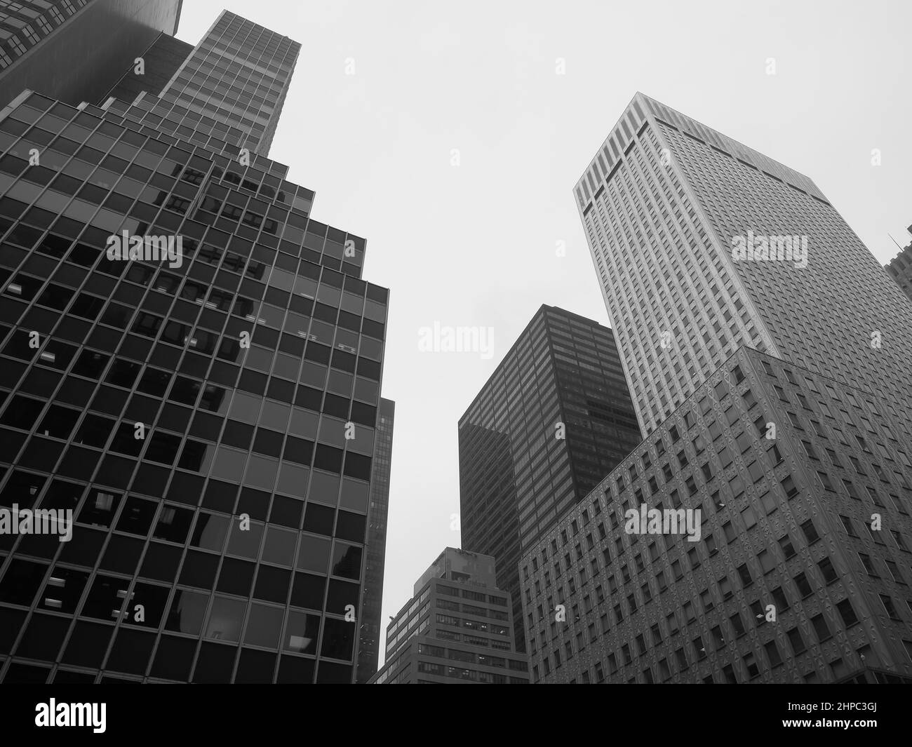 Monochromatic image of a series of high rise buildings in Manhattan ...