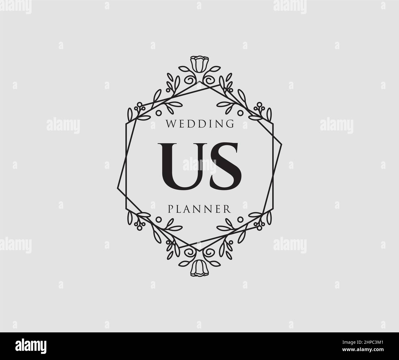 US Initials letter Wedding monogram logos collection, hand drawn modern ...