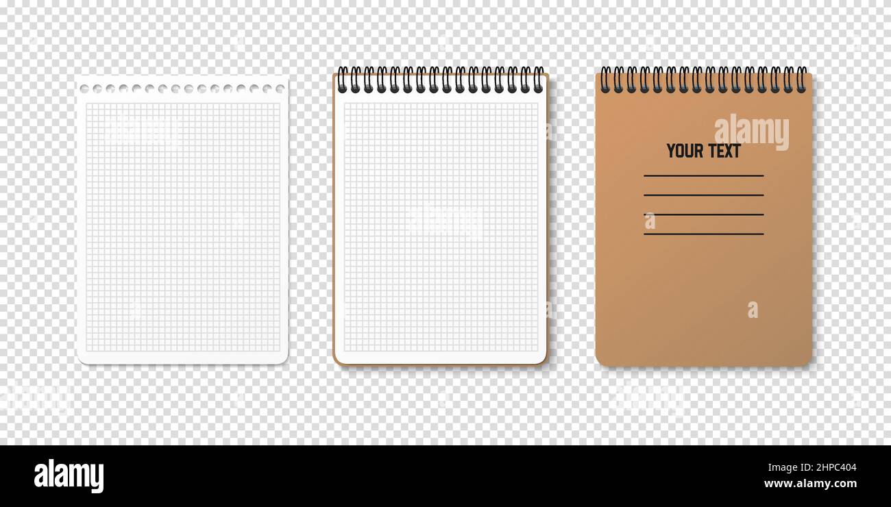 Horizontal spiral spring notepad with space for your image or text on transparent background in ...