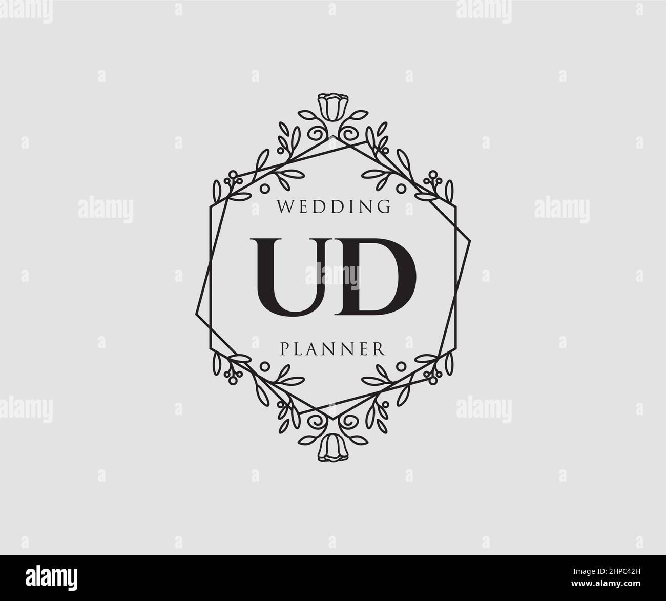 UD Initials letter Wedding monogram logos collection, hand drawn modern ...