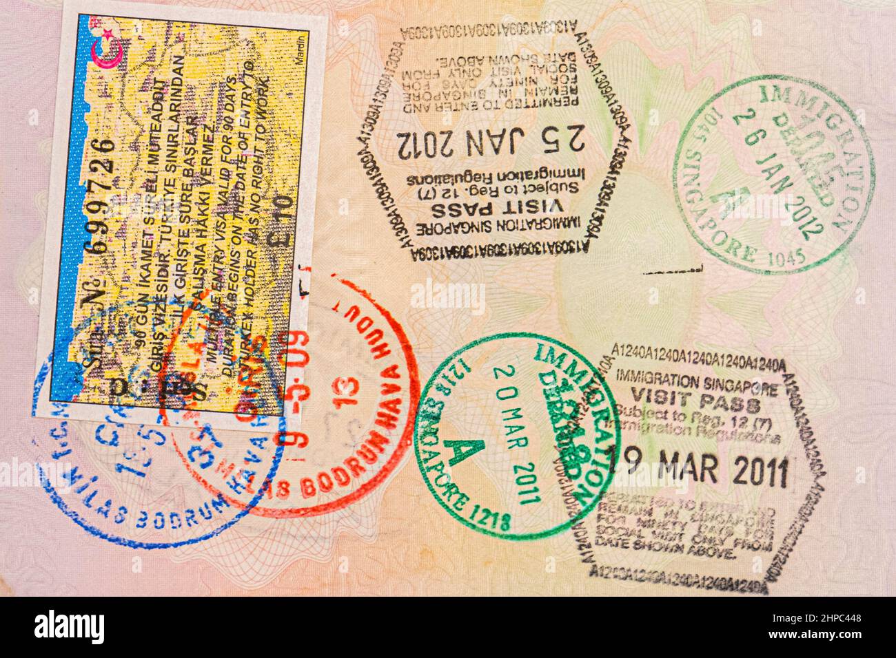 20 February 2022. Immigration stamps on British passport Stock Photo ...