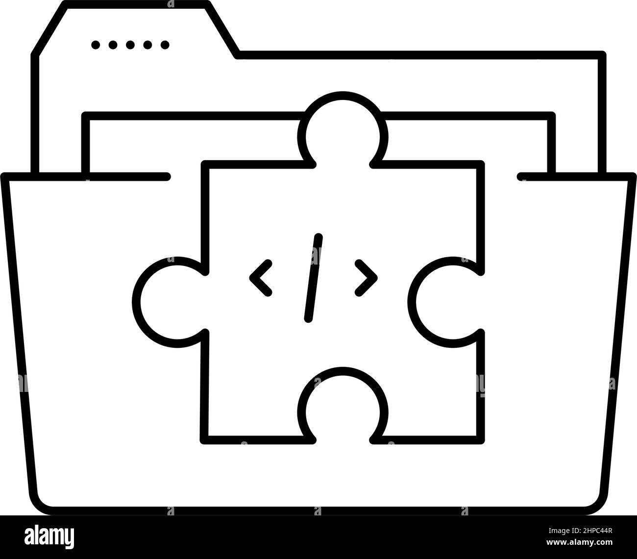 folder with program code files line icon vector illustration Stock ...