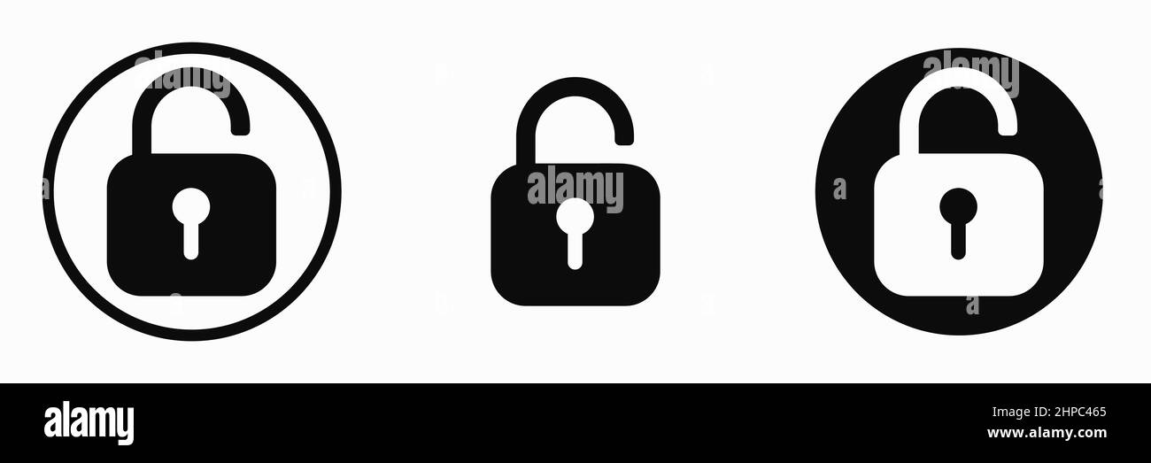 Padlock unlock icon set. Vector clipart illustration on isolated white ...