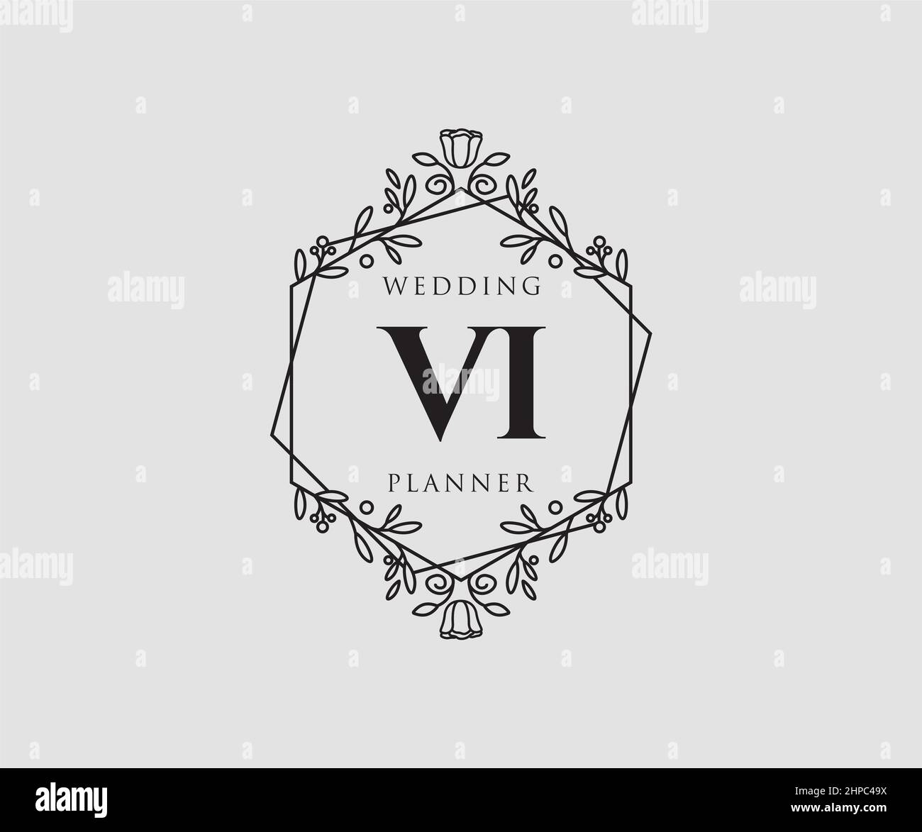 VI Initials letter Wedding monogram logos collection, hand drawn modern ...