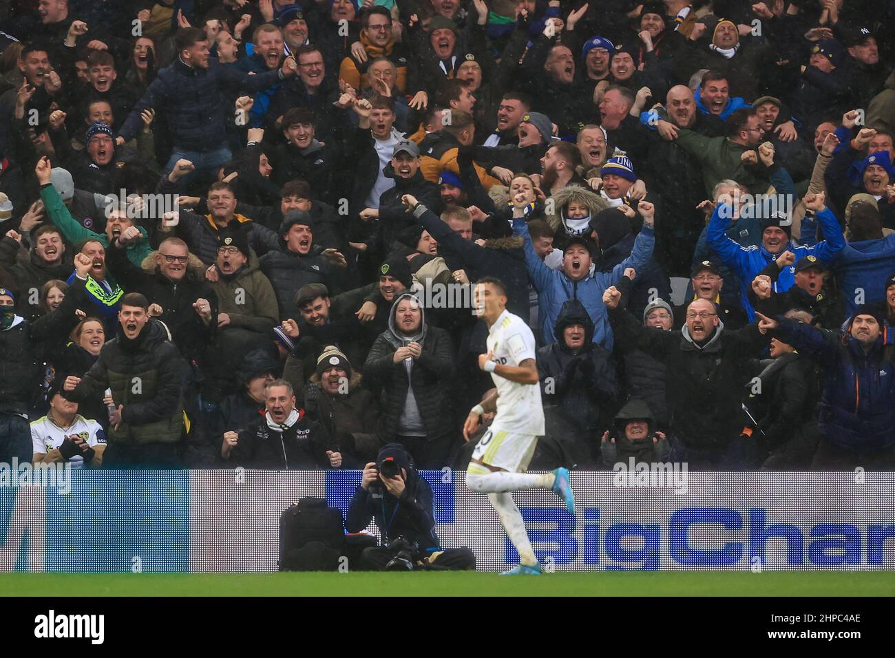 Leeds United fans celebrate as they score Stock Photo - Alamy