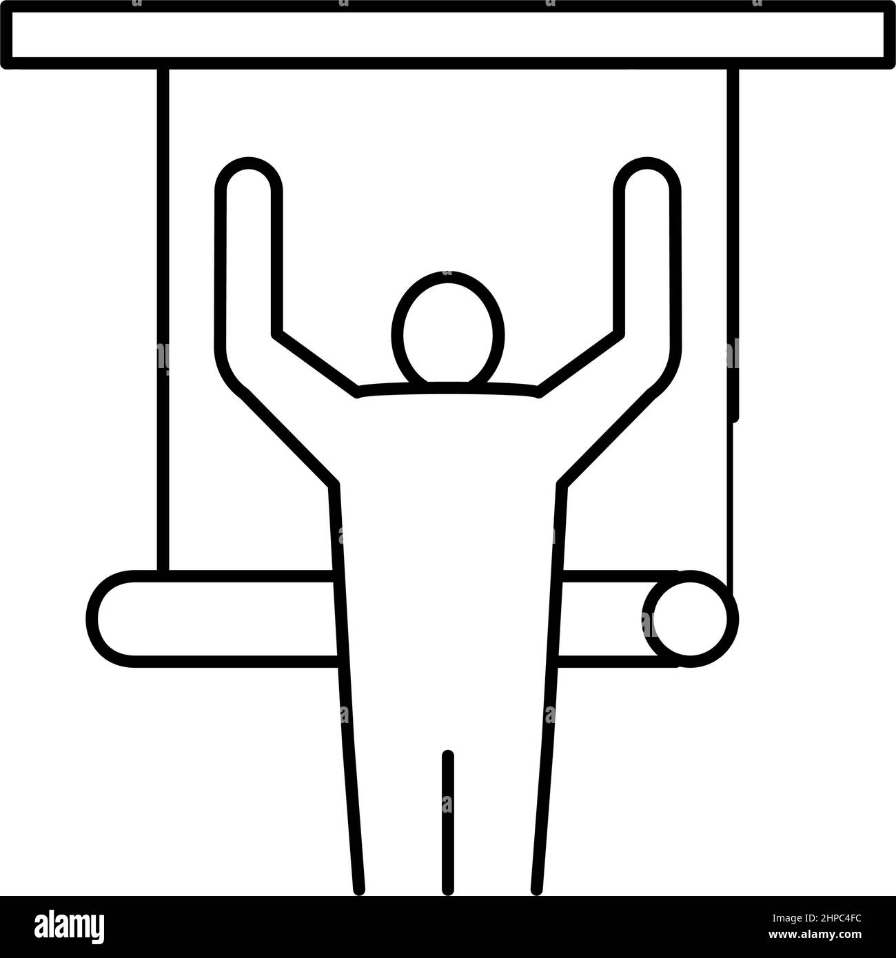 repair man gluing wallpaper on wall line icon vector illustration Stock ...
