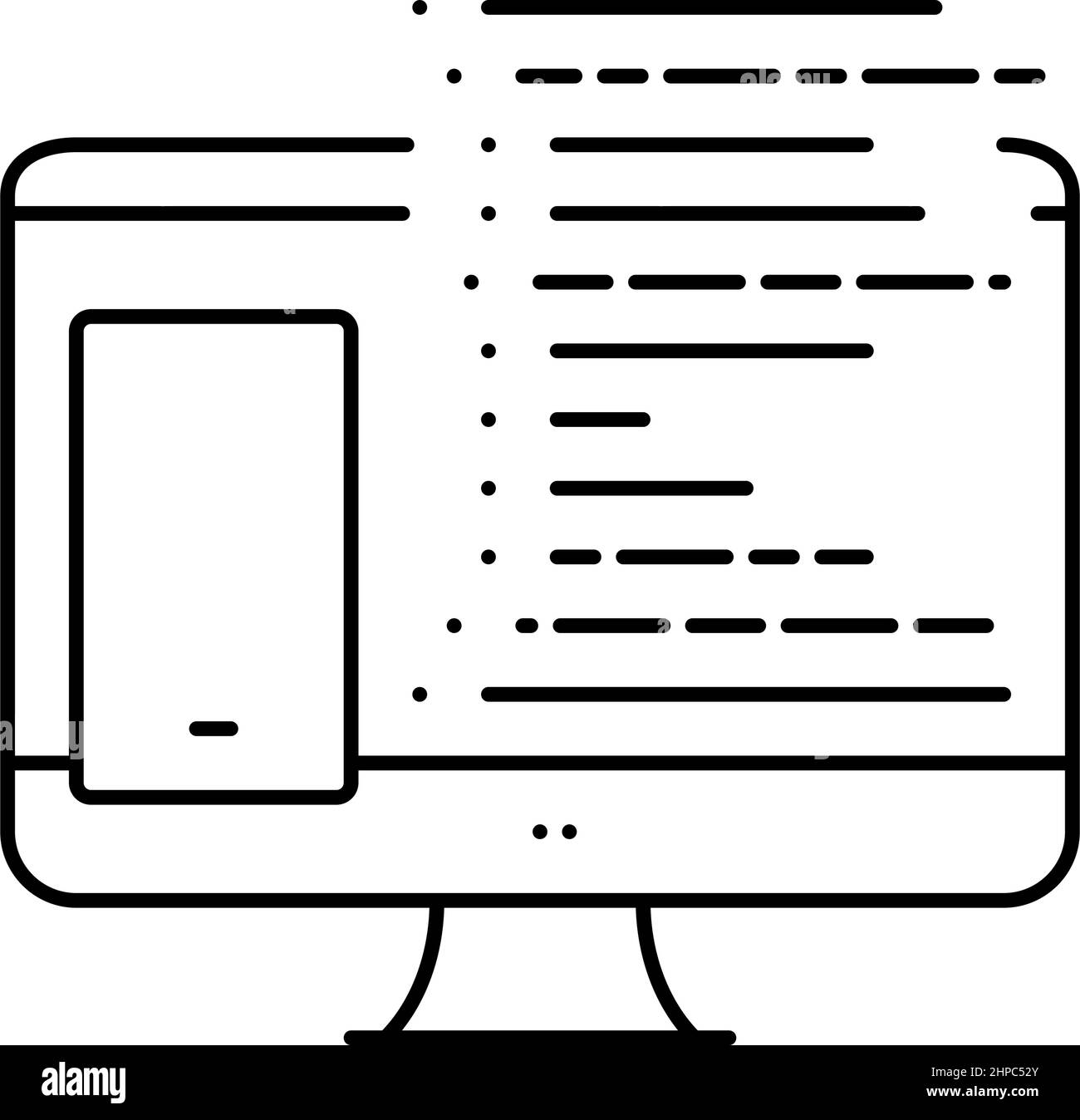 coding phone application on computer line icon vector illustration ...