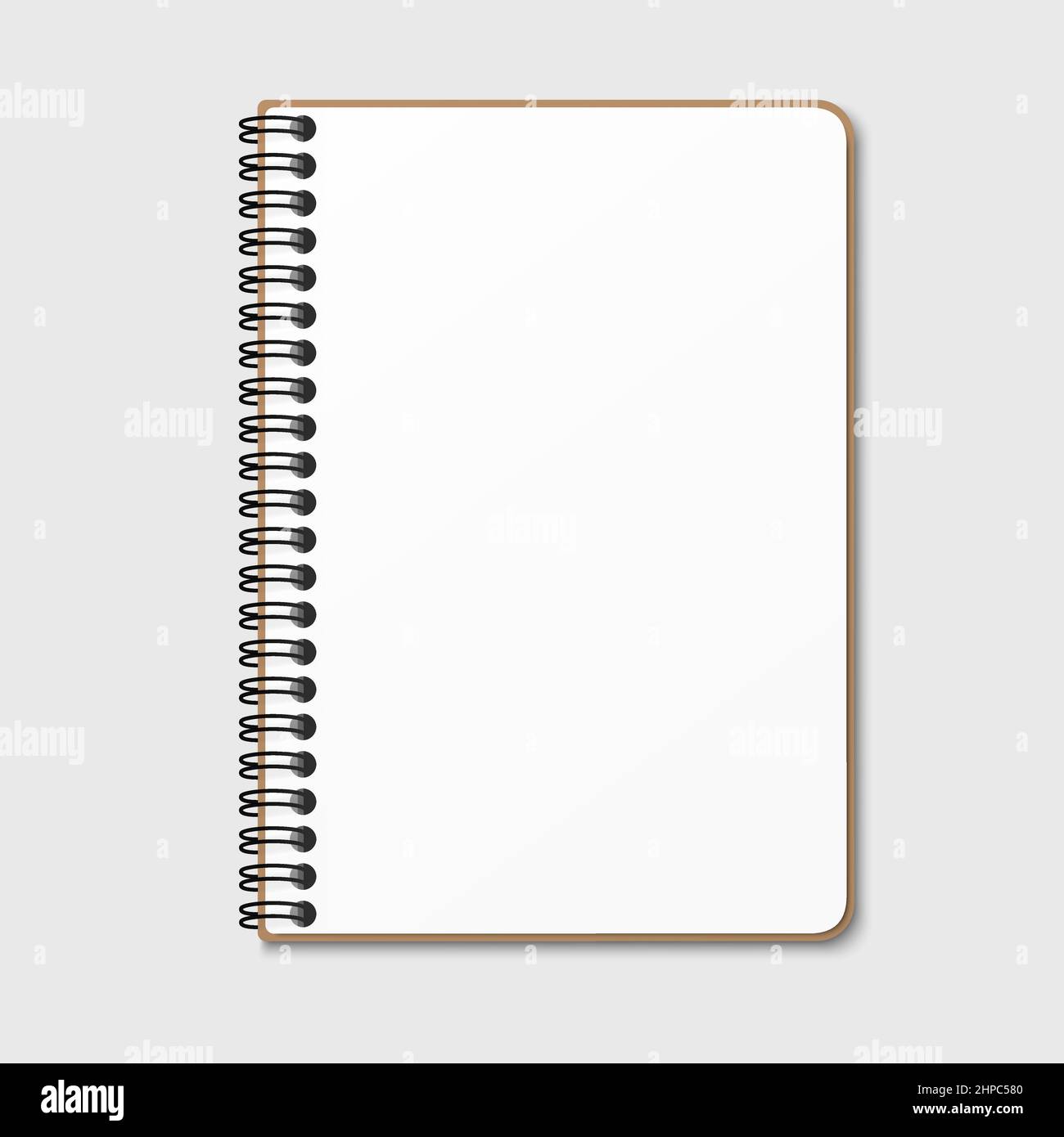 Notepad with a vertical spring spiral. Notebook with a blank white sheet. Isolated vector ...