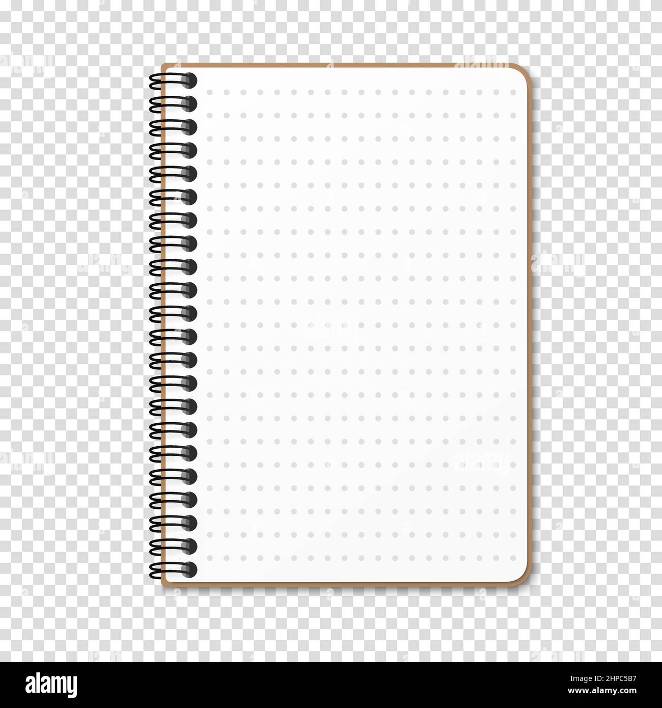 Notepad with a vertical spring spiral. Notebook with a dotted sheet ...