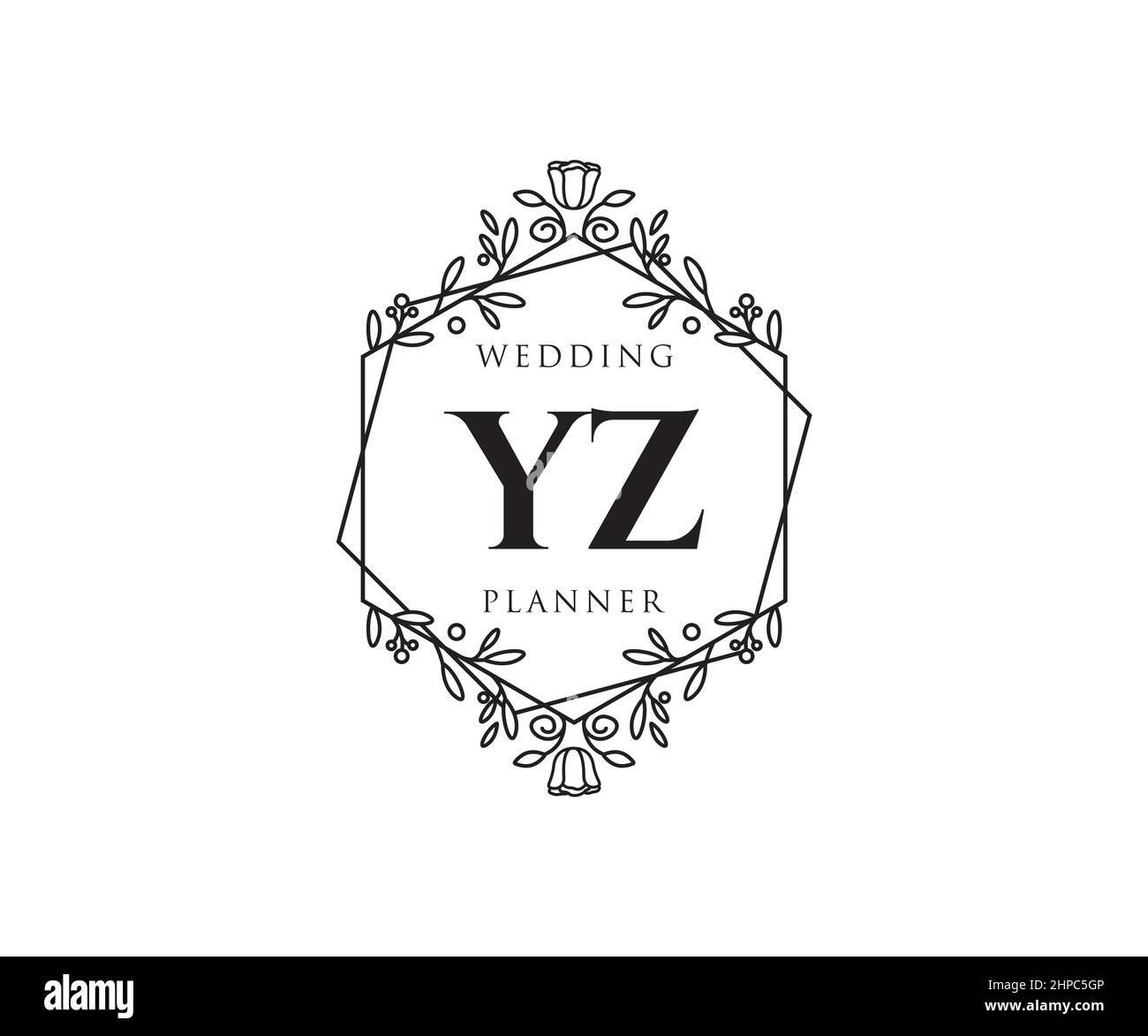 YZ Initials letter Wedding monogram logos collection, hand drawn modern ...
