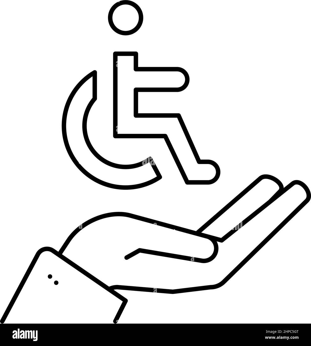 hand hold disabled human sign line icon vector illustration Stock ...