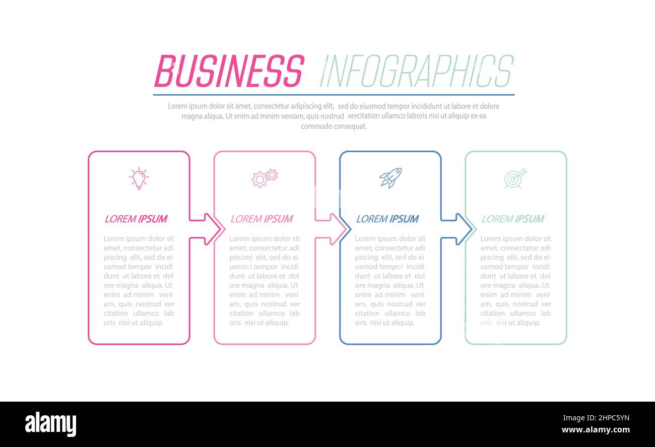 Business Infographics. 4 steps to achieve the result. Stages of ...
