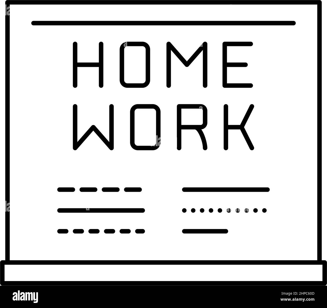 homework on blackboard line icon vector illustration Stock Vector Image ...