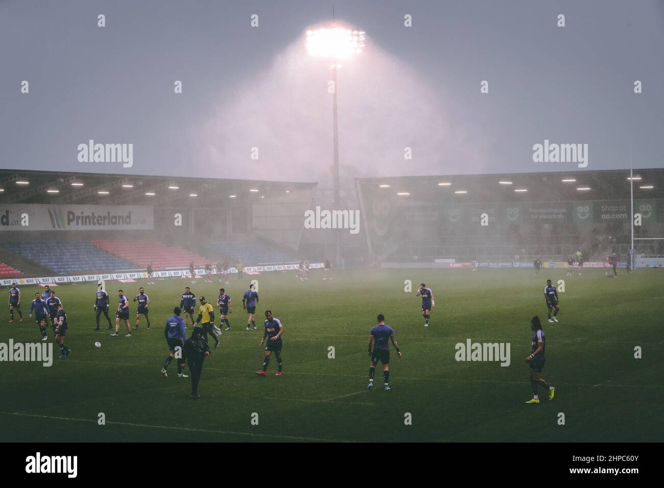 The extreme weather conditions over The AJ Bell Stadium ahead of kick ...