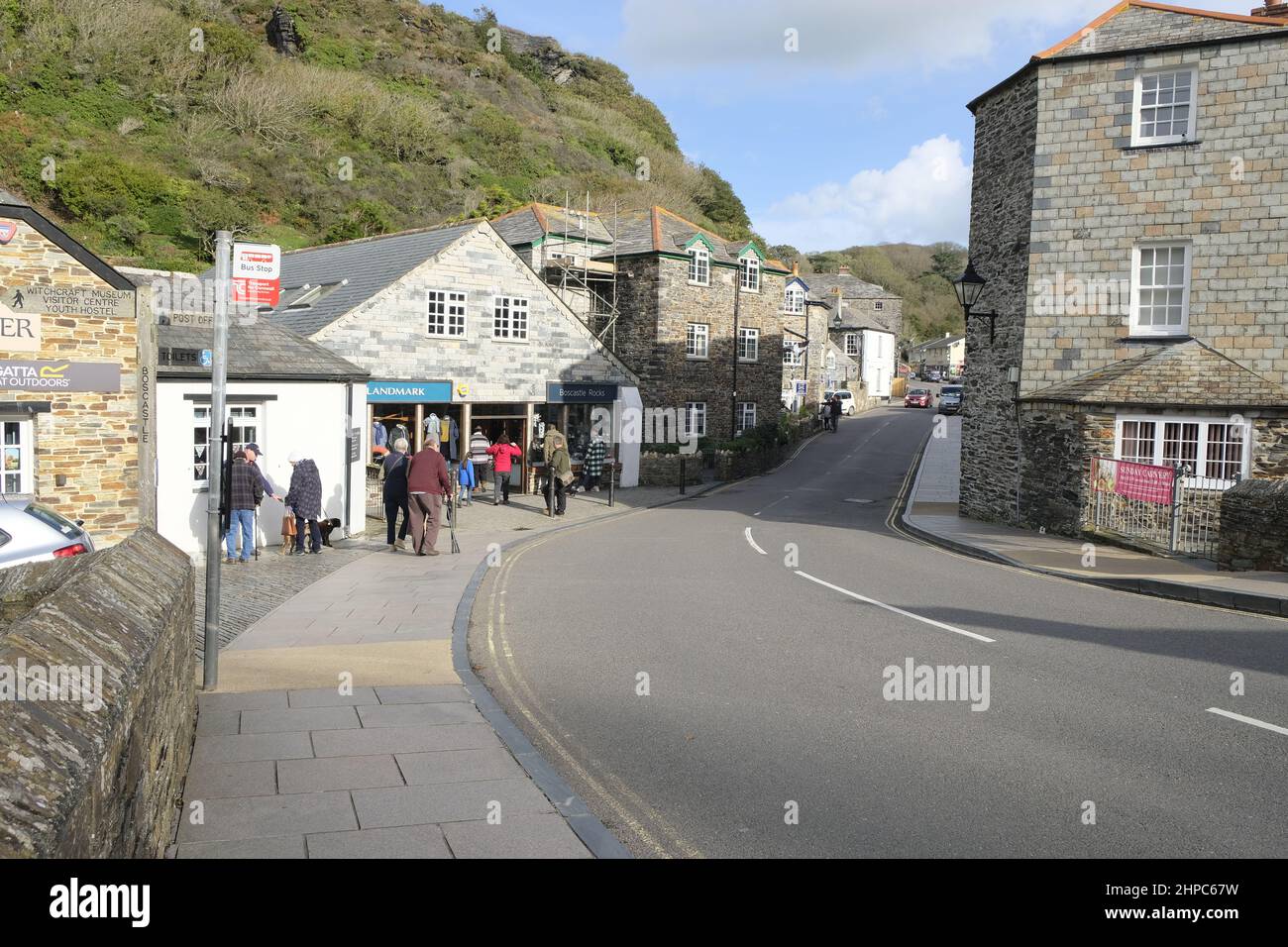 Boscastle, UK-October 2021: Stone and slate houses along Penally Hill ...