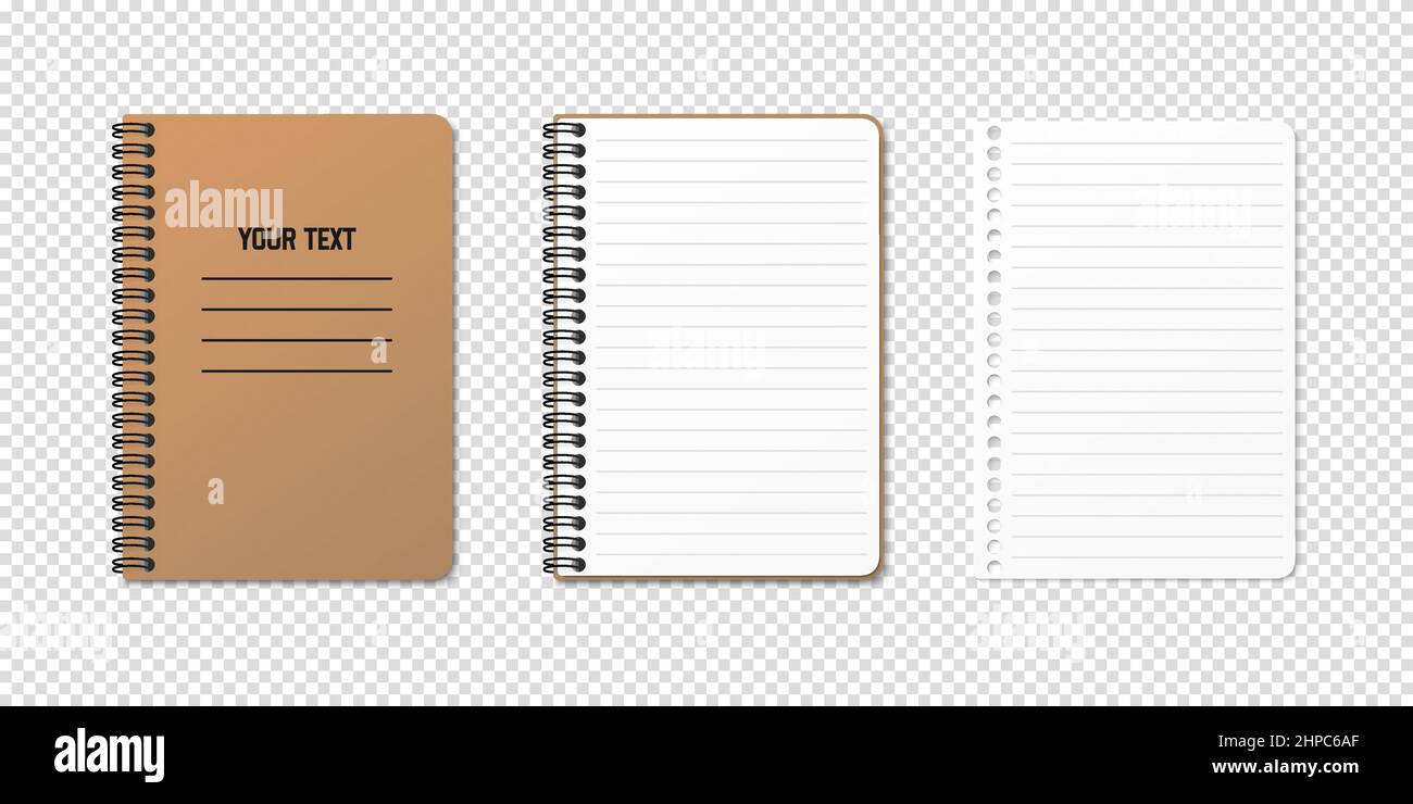 Vertical spiral spring notepad with space for your image or text on transparent background in ...