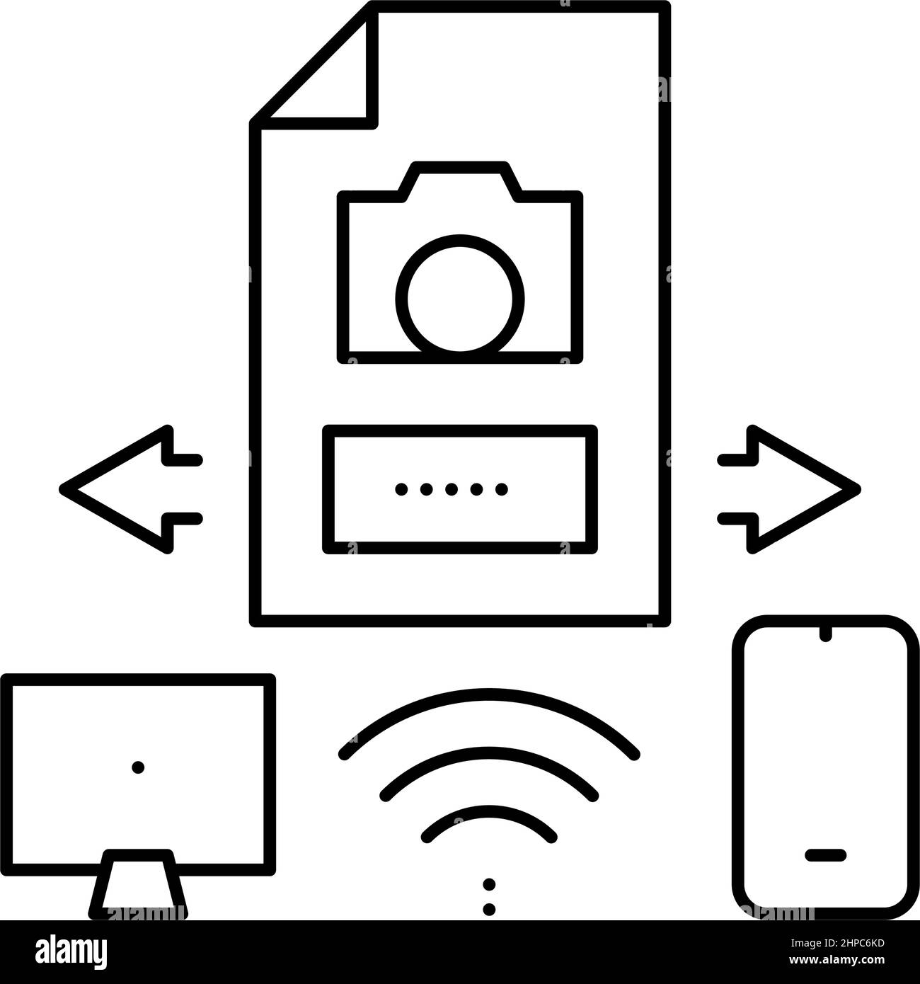 devices photo exchange line icon vector illustration Stock Vector Image ...