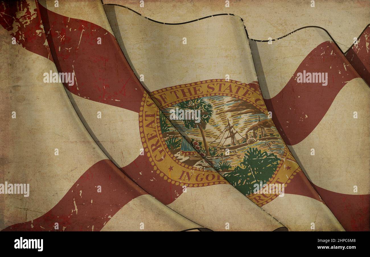 Background illustration of an old paper with a print of a waving Flag ...