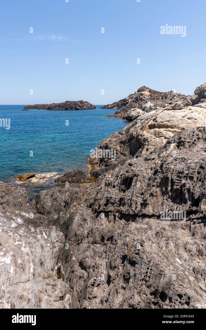 rocky coast in cap de creus a sunny summer day Stock Photo - Alamy