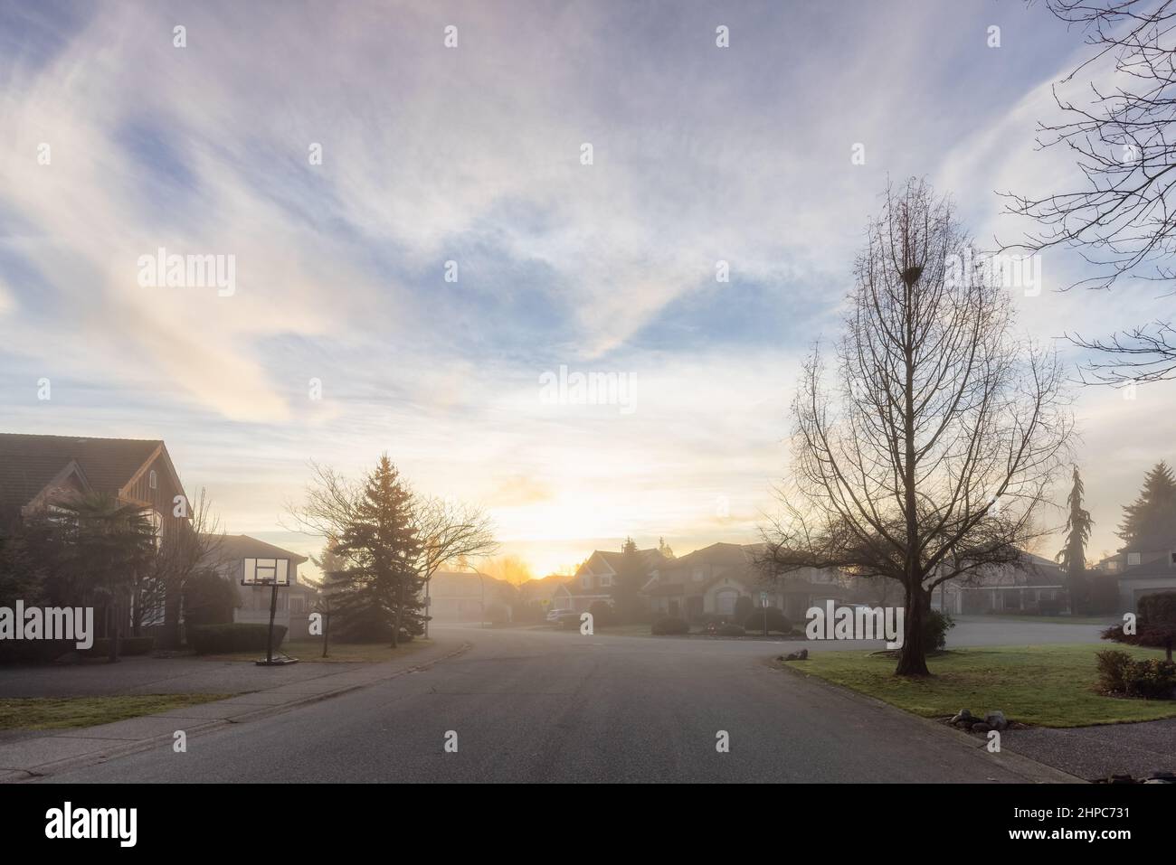 Beautiful Street view in the Residential Neighborhood Stock Photo - Alamy