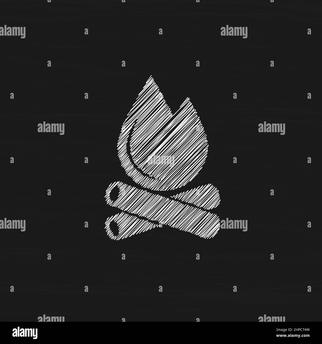 Bonfire white sketch vector icon. Fire flame silhouette Stock Vector ...