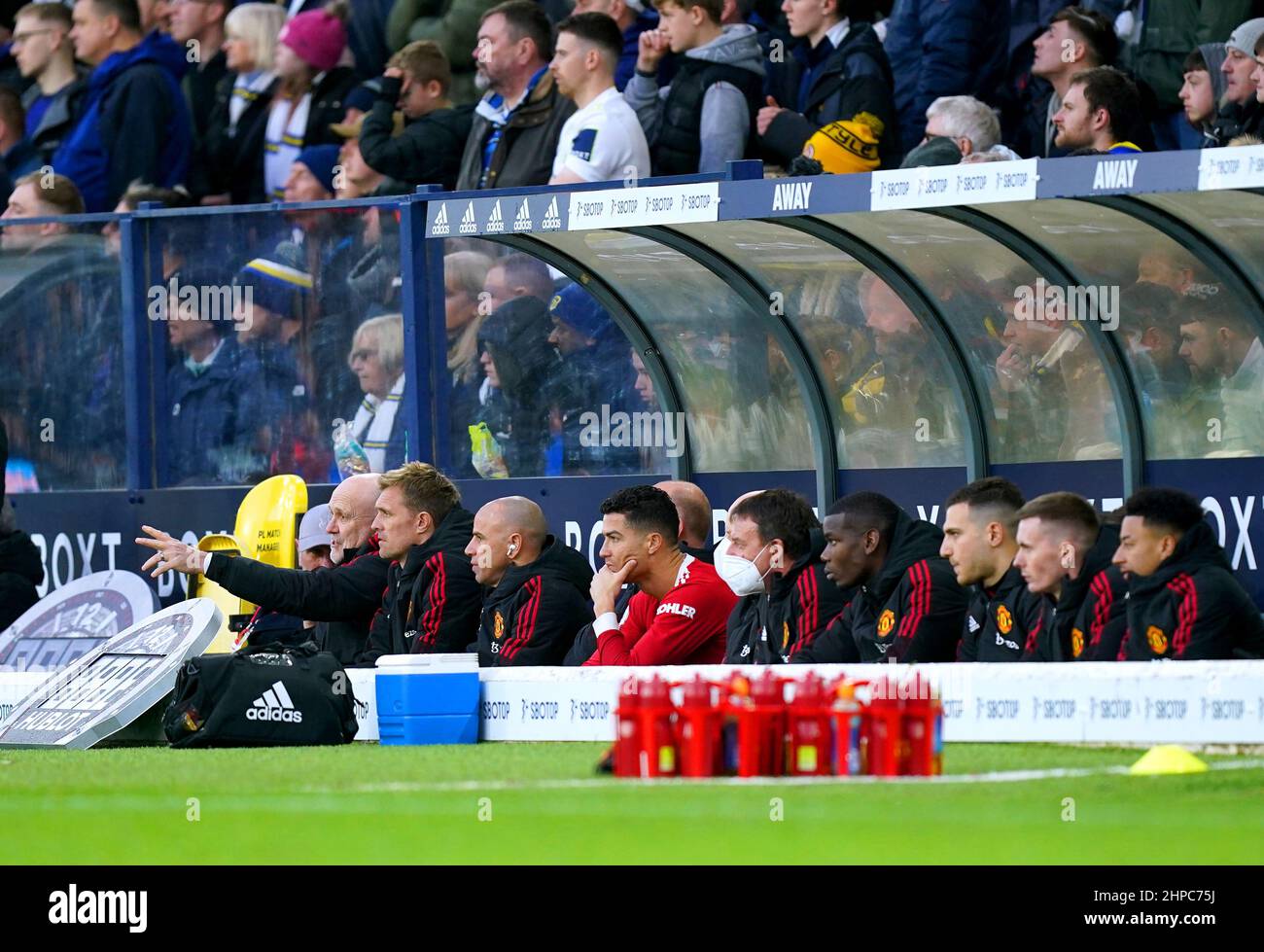 Manchester United's Cristiano Ronaldo sits on the bench after being ...