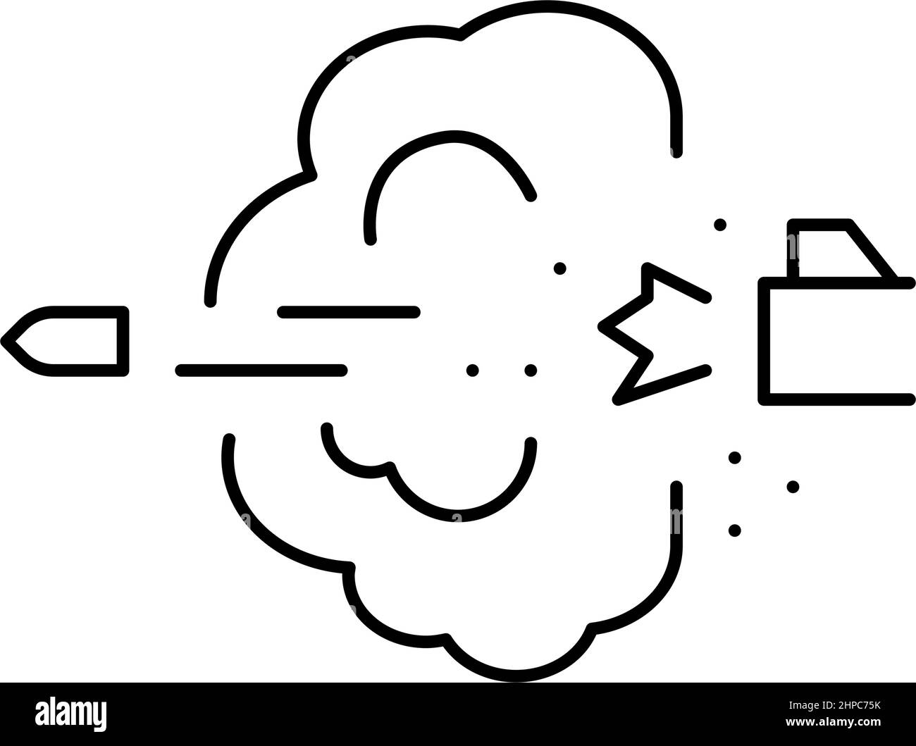 bullet expelling from gun barrel line icon vector illustration Stock ...