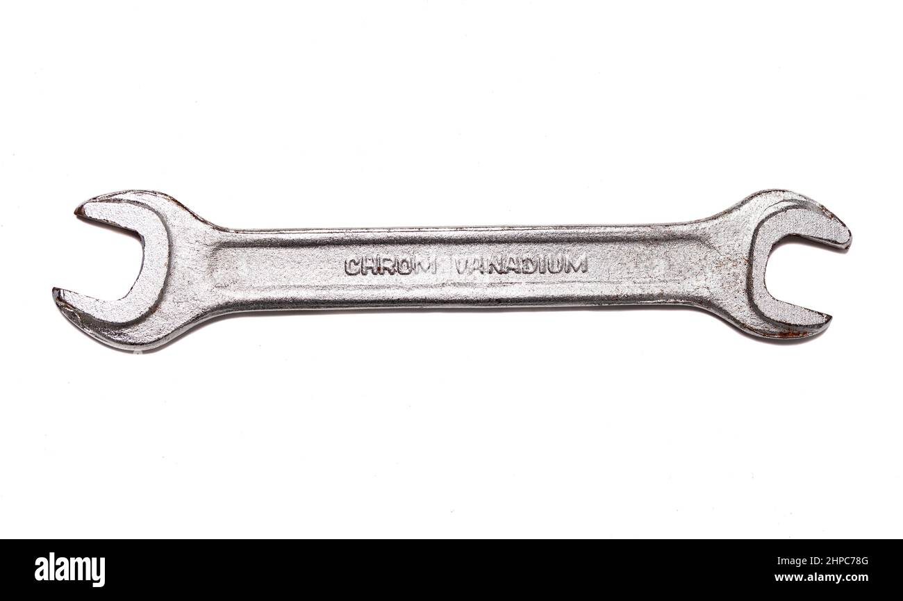 Wrench metal spanner isolated on white background Stock Photo - Alamy