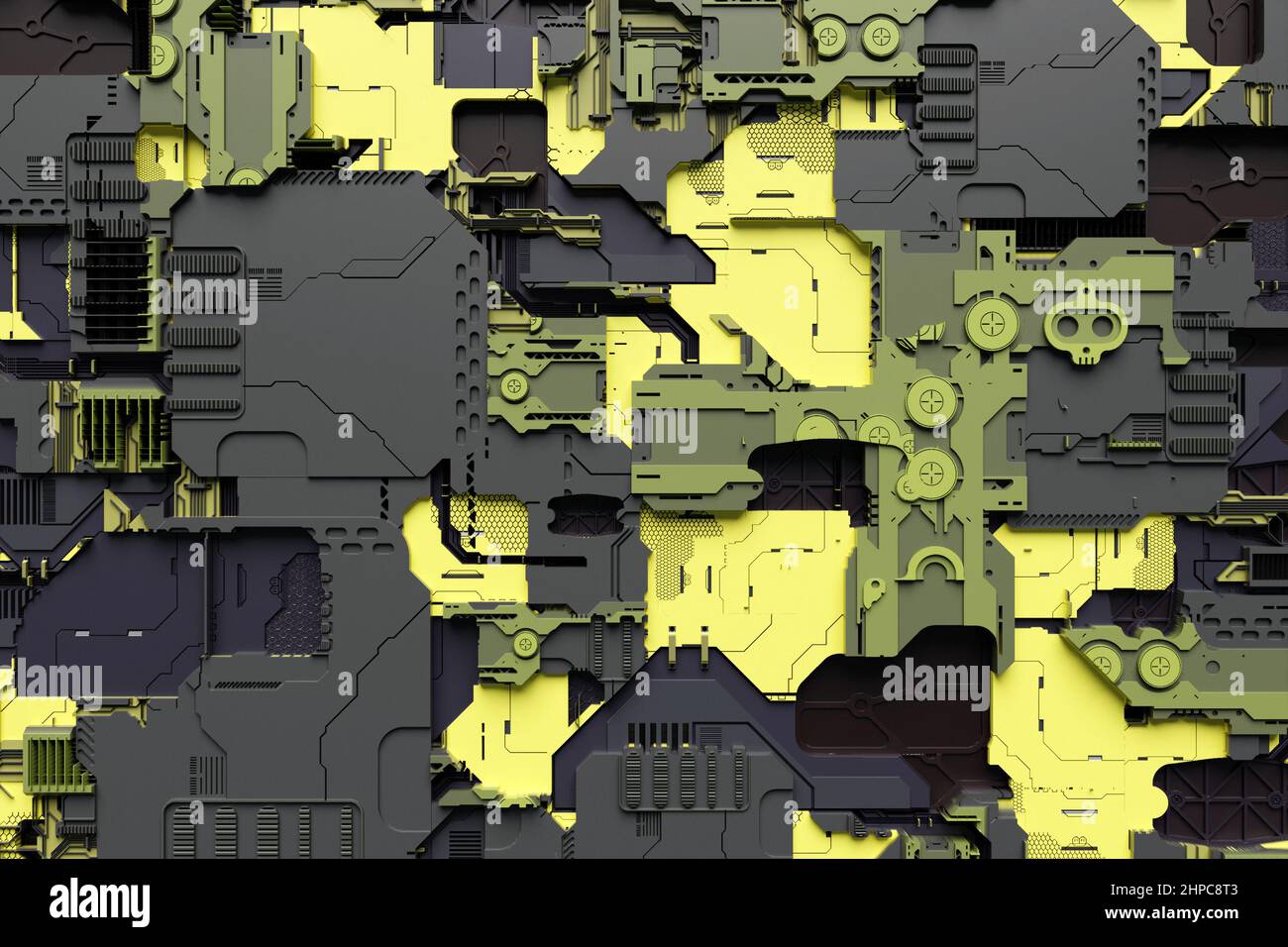 3D illustration Abstract geometric tech pattern. Grunge textured ...