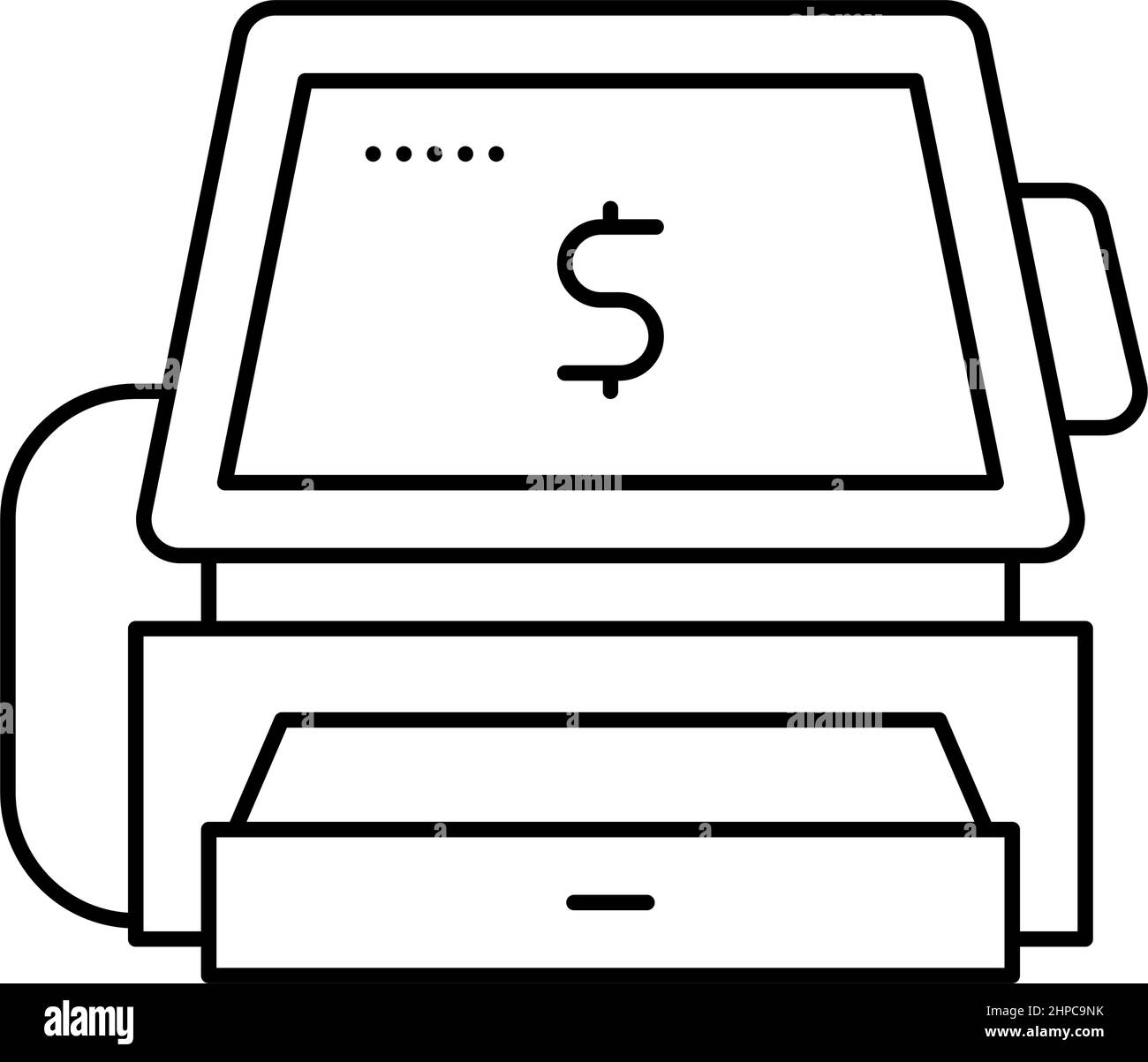 cashier counter with pos terminal line icon vector illustration Stock ...