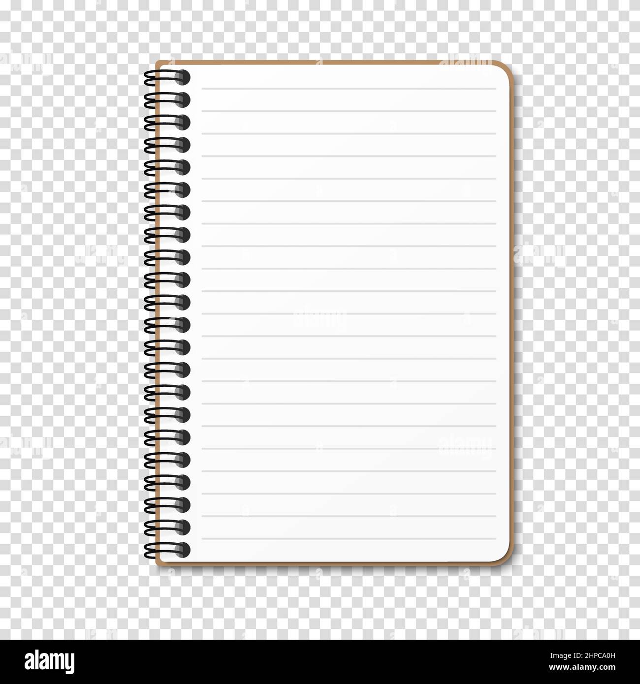 Notepad with a vertical spring spiral. Notebook with a lined sheet. Vector illustration on a ...