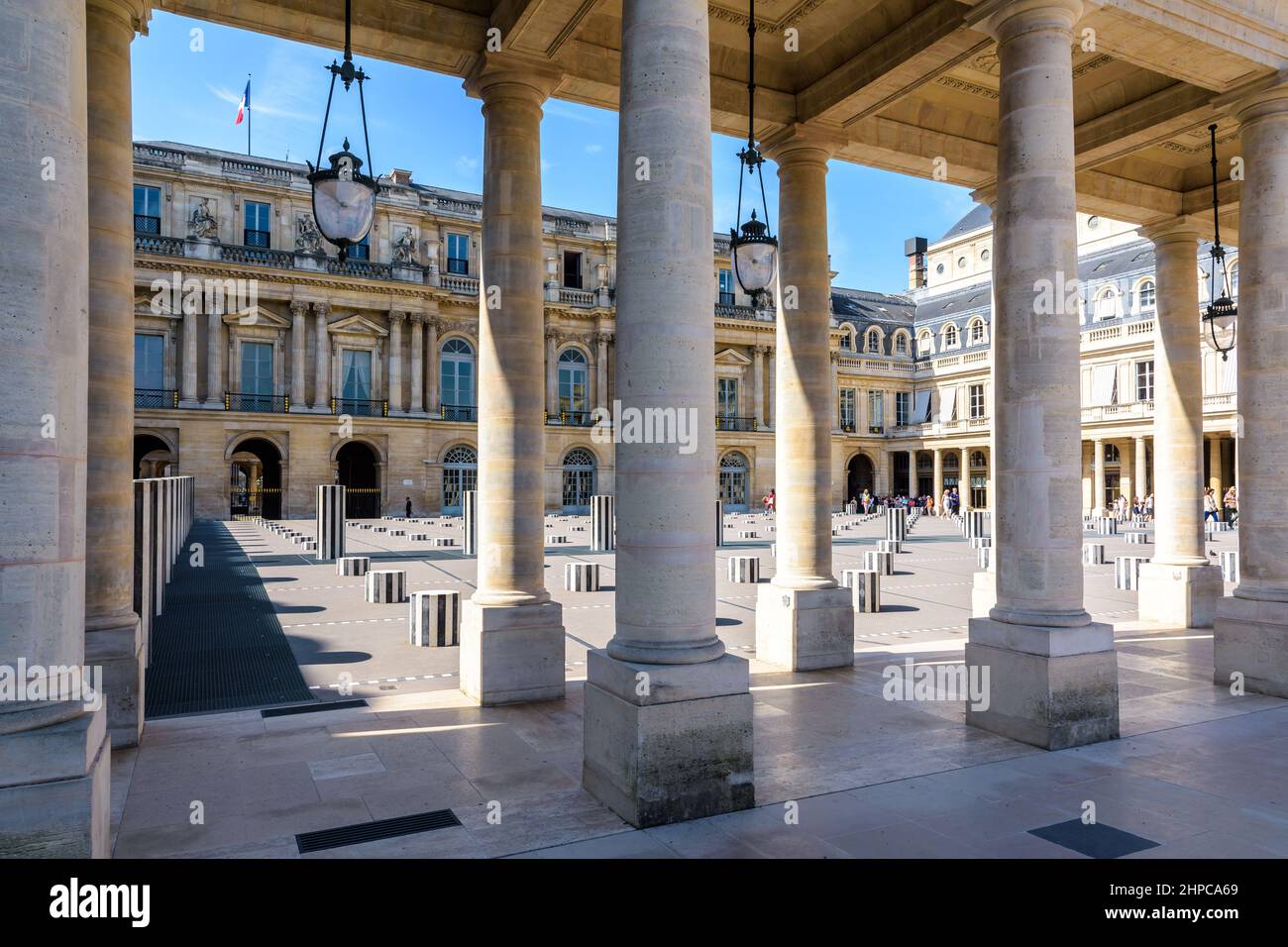The court of Honor of the Palais-Royal in Paris, France with the ...