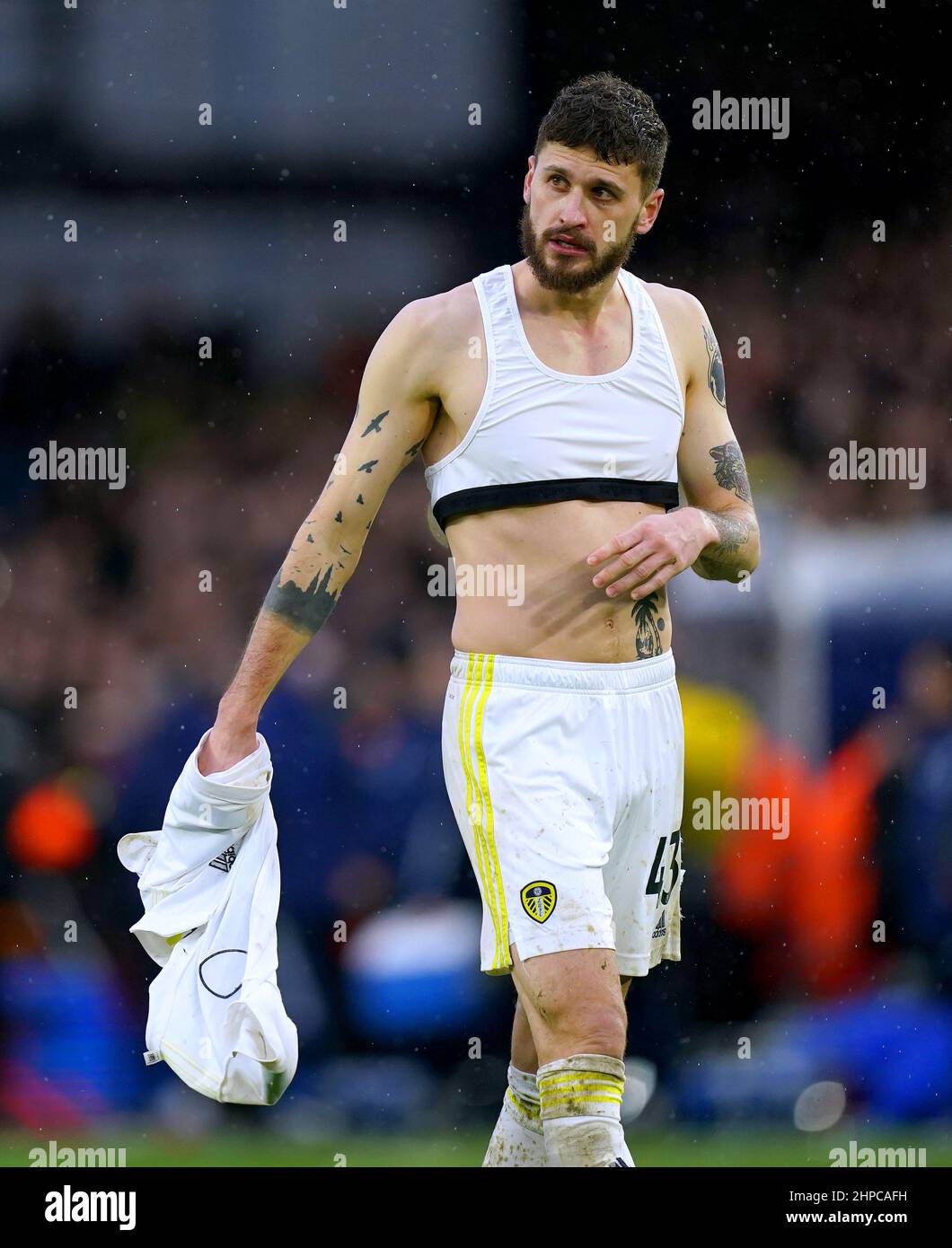 Leeds United's Mateusz Klich appears dejected at the end of the Premier ...
