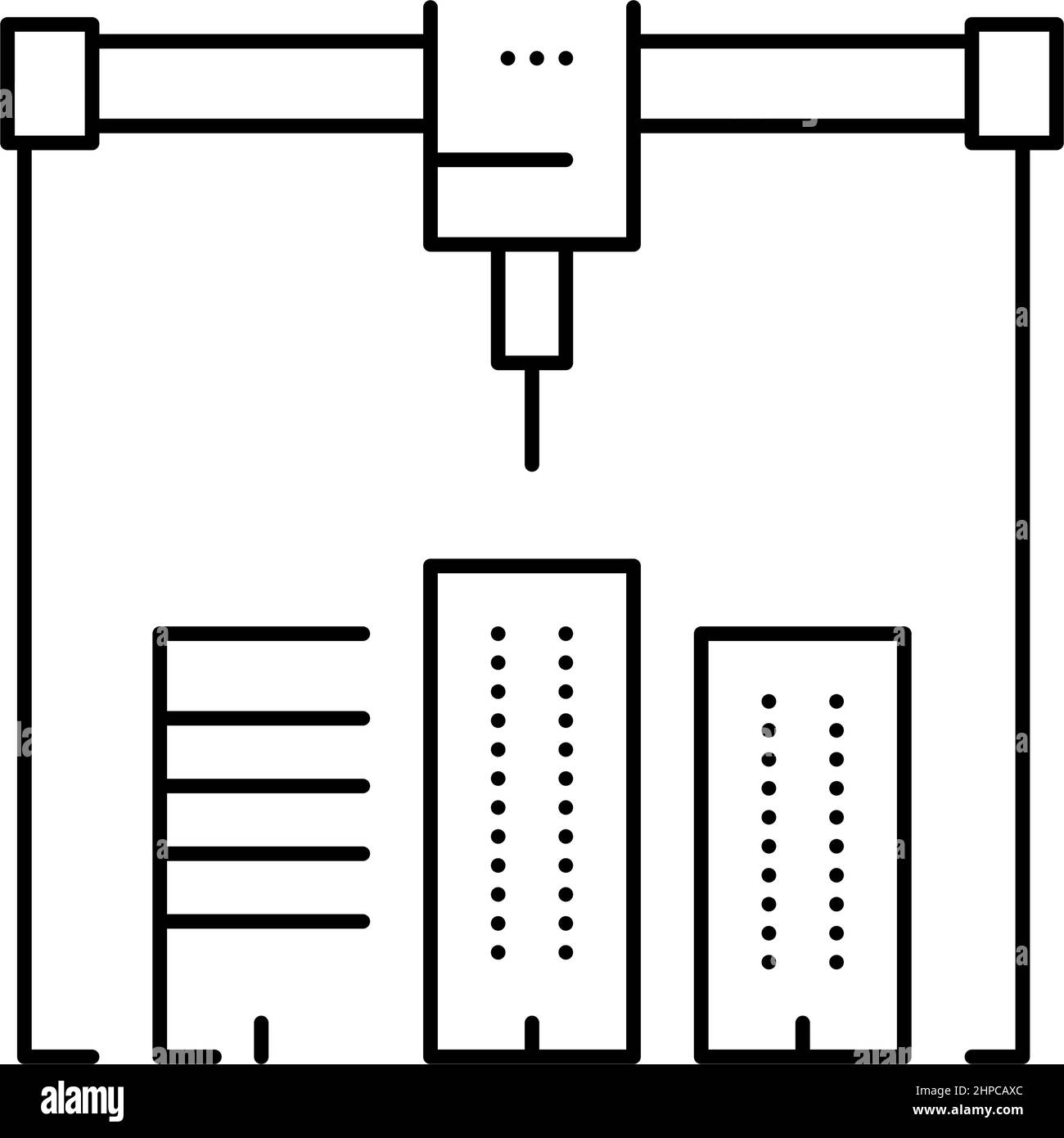 building layout 3d printer line icon vector illustration Stock Vector ...