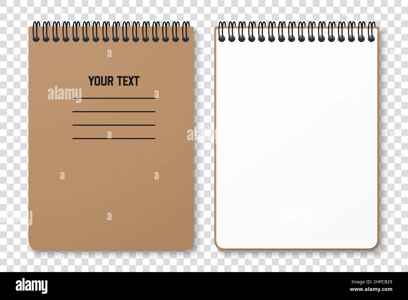 Horizontal spiral spring notepad with space for your image or text on transparent background for ...