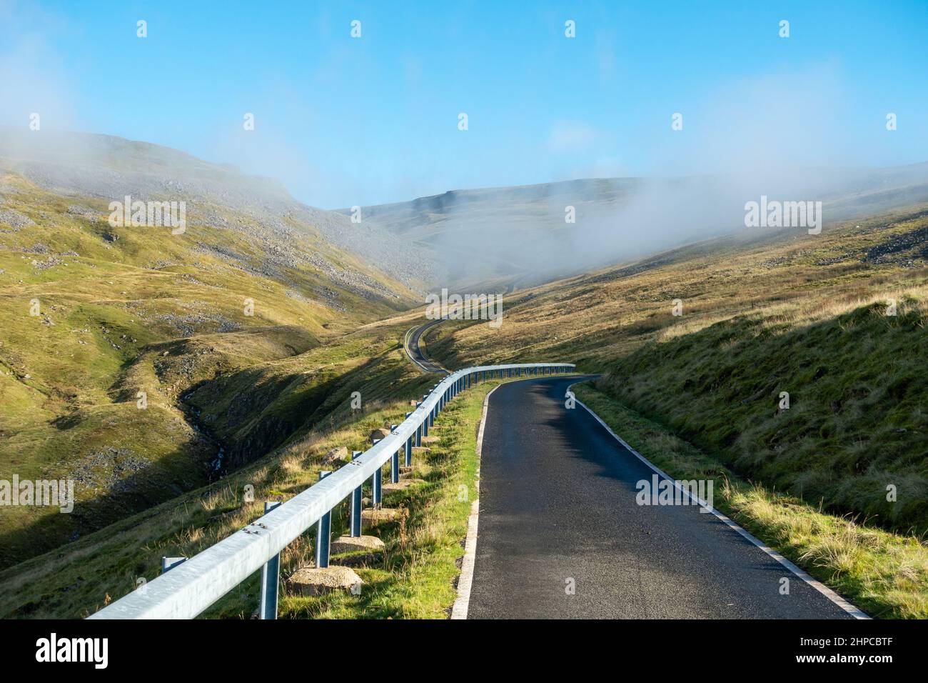 Famous cycling hill climb on the one-way road to Great Dun Fell in the ...