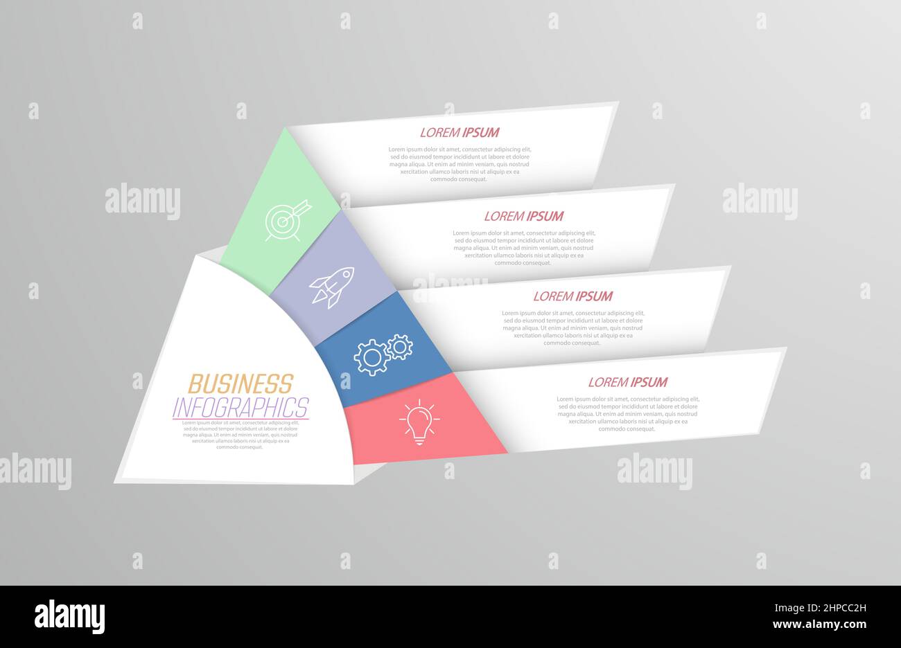Business Infographics. 4 steps to achieve the result. Stages of development, workflow, marketing ...