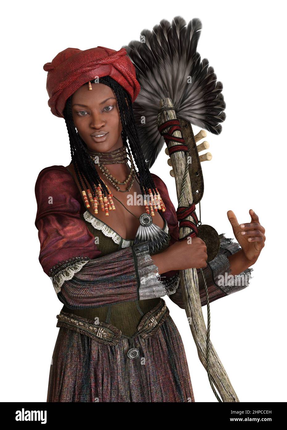 Digitally rendered African witch, voodoo shaman woman, 3D Illustration ...