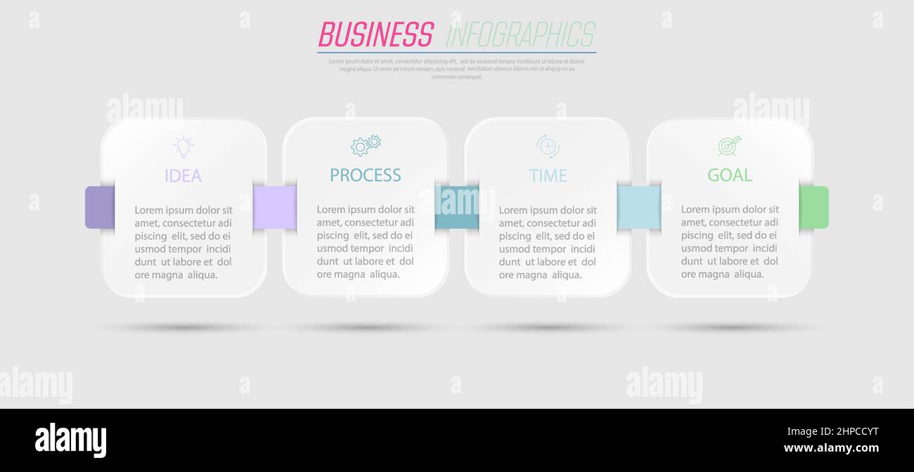 Business Infographics. 4 steps to achieve the result. Stages of development, workflow, marketing ...
