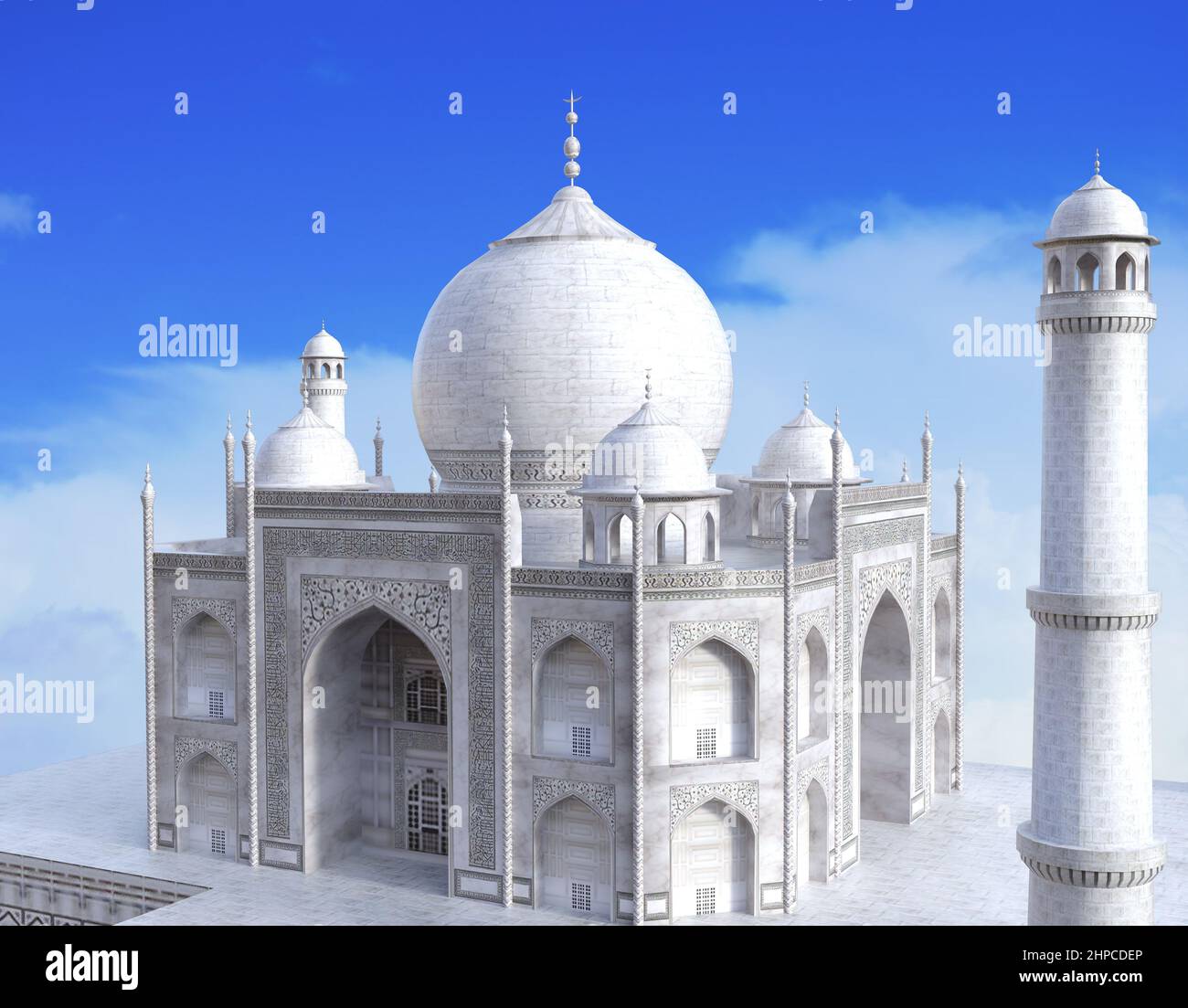 White Taj mahal building, famous landmark of India, 3D Illustration ...