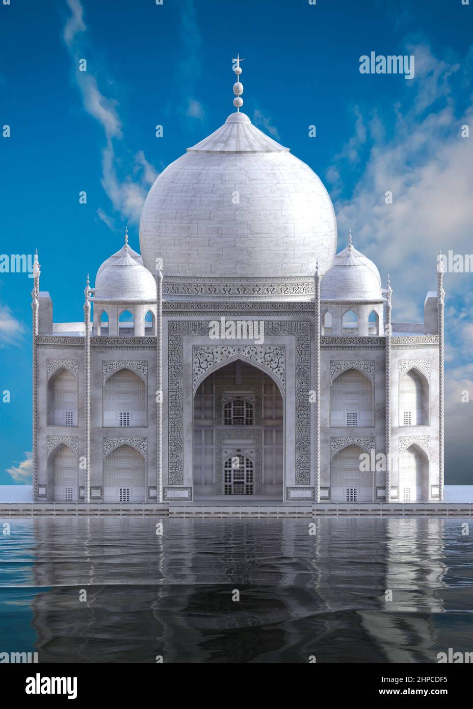 White Taj mahal building, famous landmark of India, 3D Illustration ...